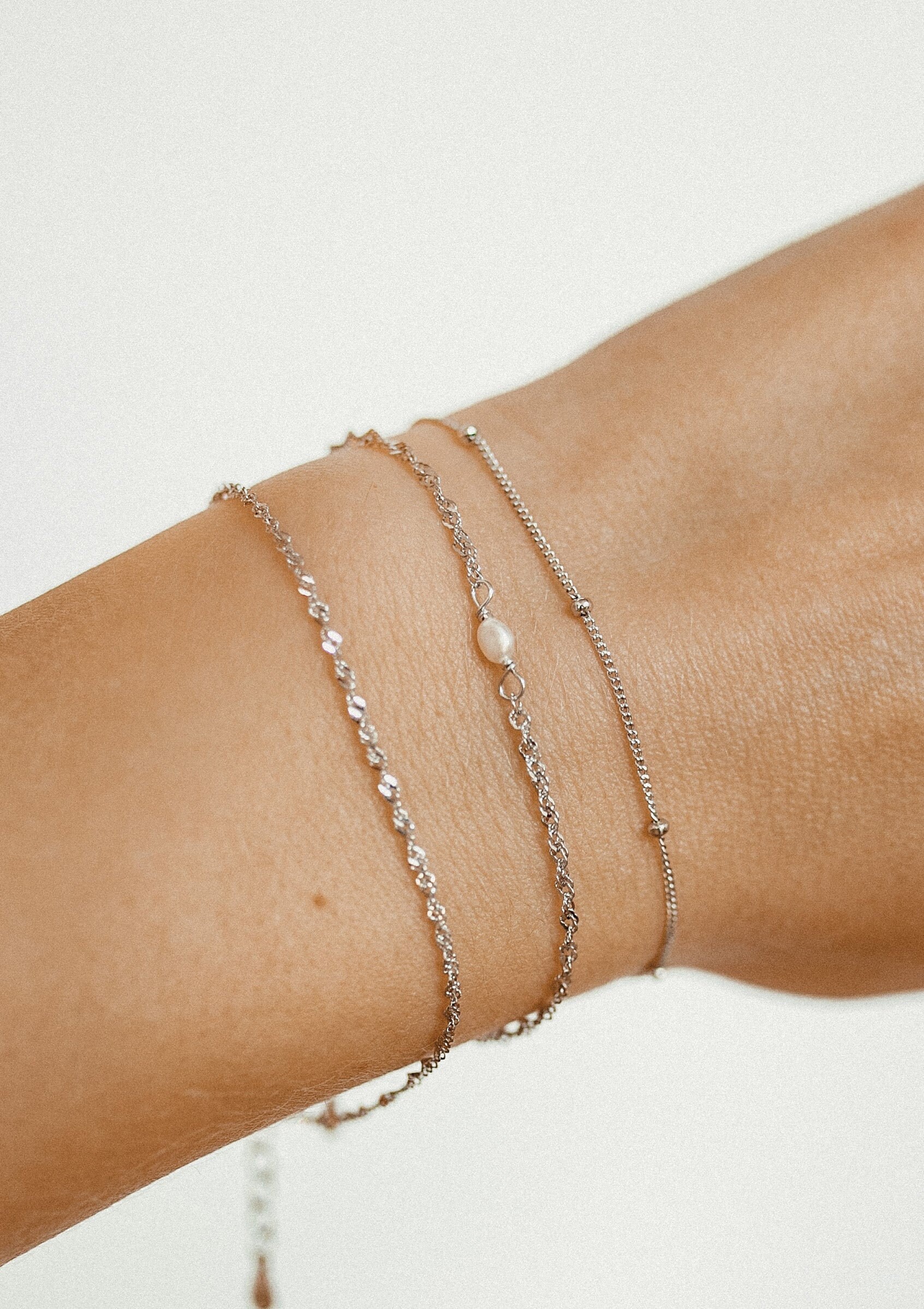 Pearl Chain Bracelet Sterling Silver Delicate Pearl Bracelet Etsy
