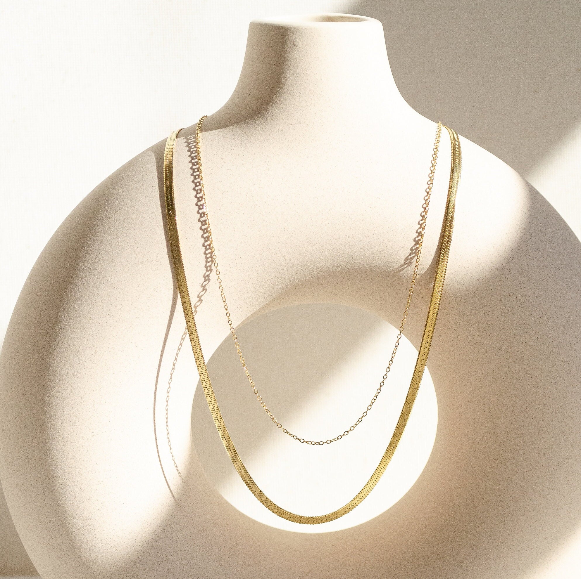 Layering Necklace Set of 2 With Rectangle Pendant | Layered Chain Set ...