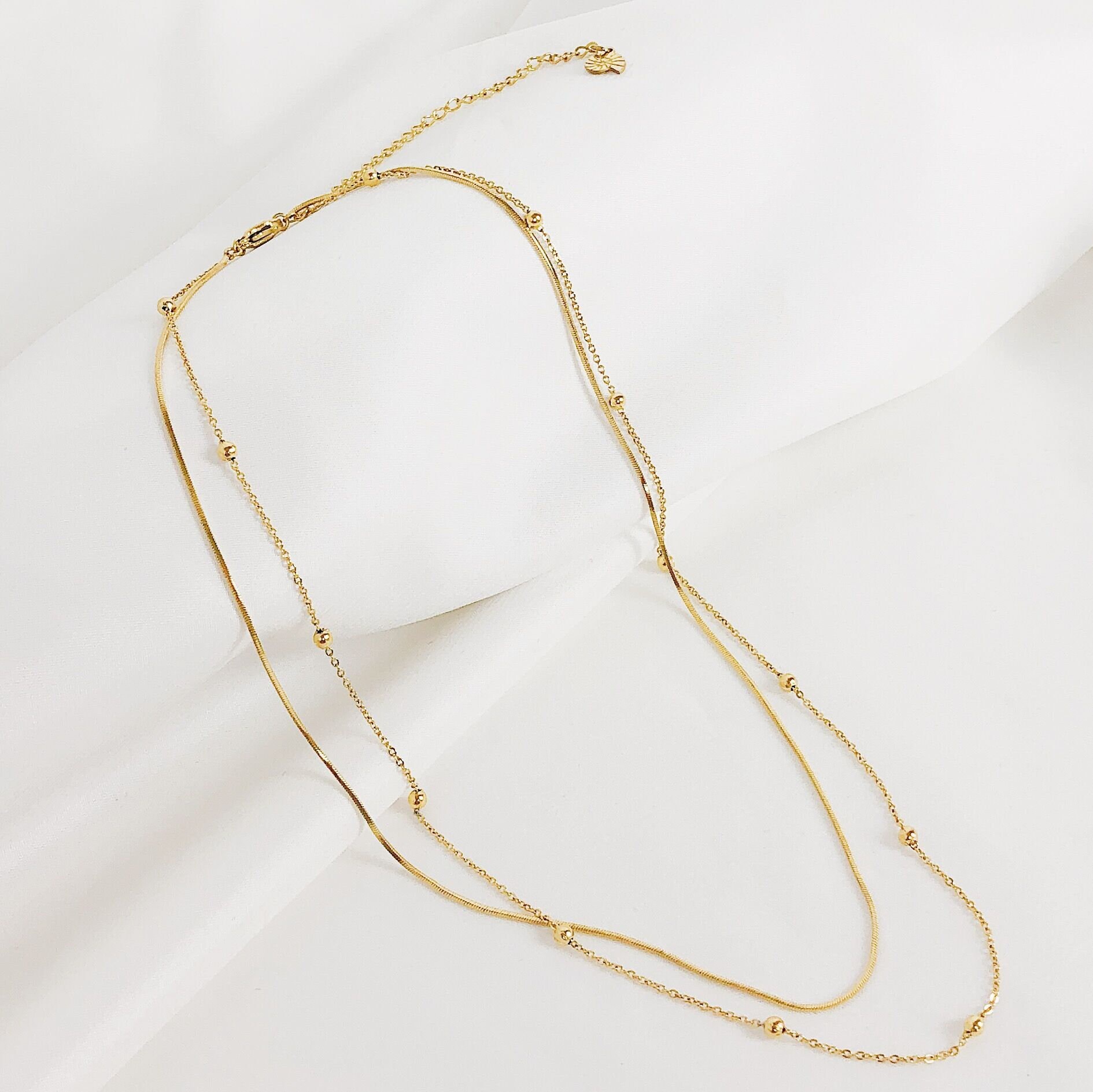 Layered Fine Chain Necklace Gold Dainty Women Necklace - Etsy