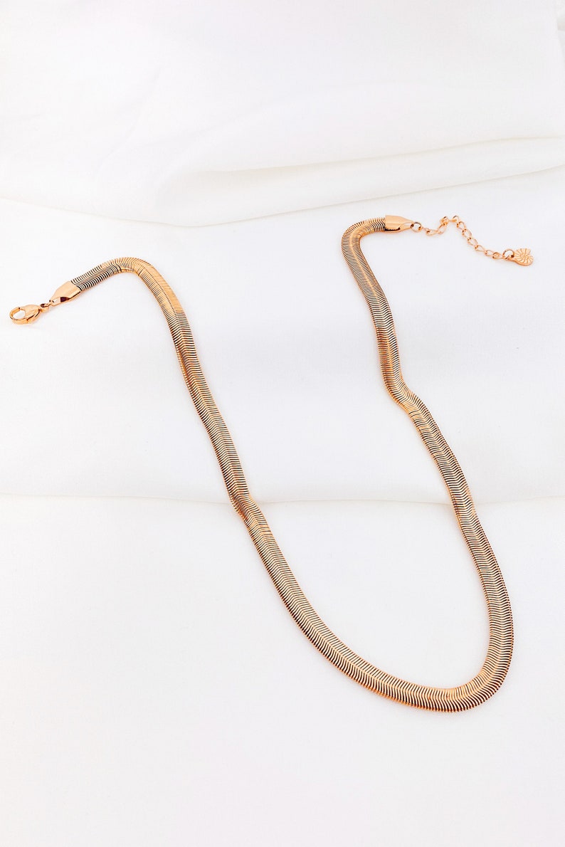 Thick Snake Chain Necklace Rose Gold Fashionable Statement - Etsy