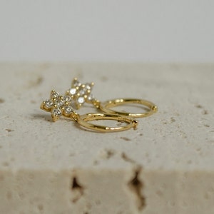 Stacking Set of 4 Sterling Silver Earrings Flower Inspired | 18K Gold ...