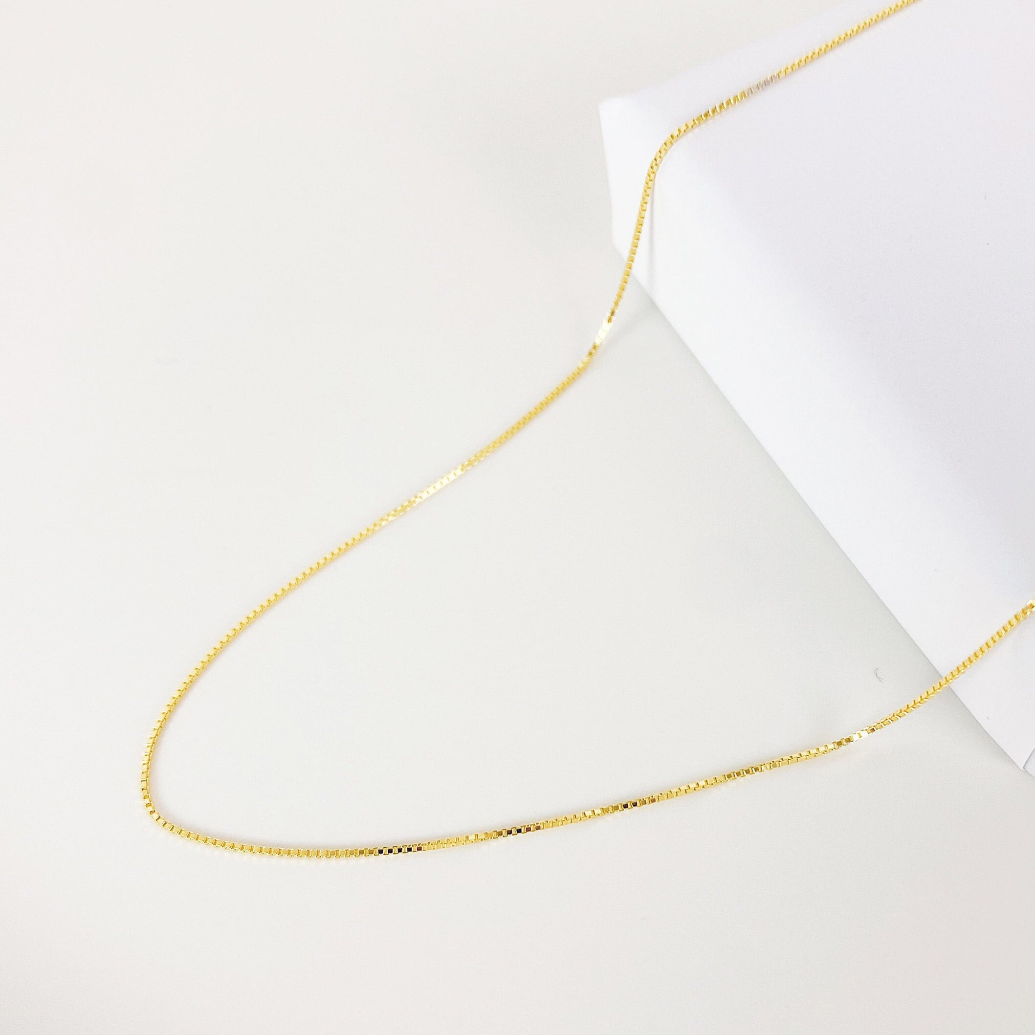 Fine Box Chain Necklace Gold Sterling Silver | Delicate Necklace in 2 ...