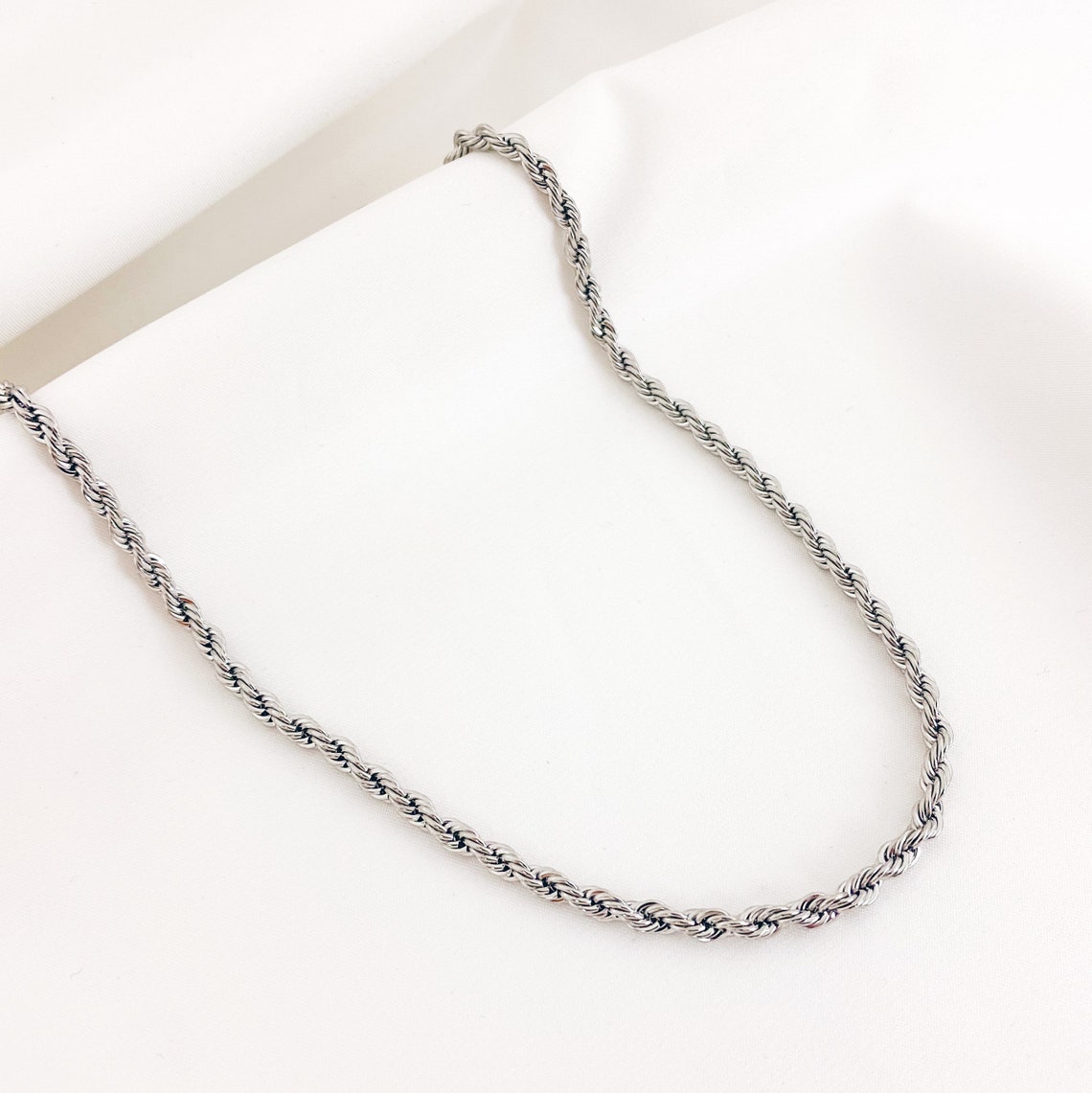 Twisted Rope Chain Necklace Silver Women Necklace Stainless - Etsy