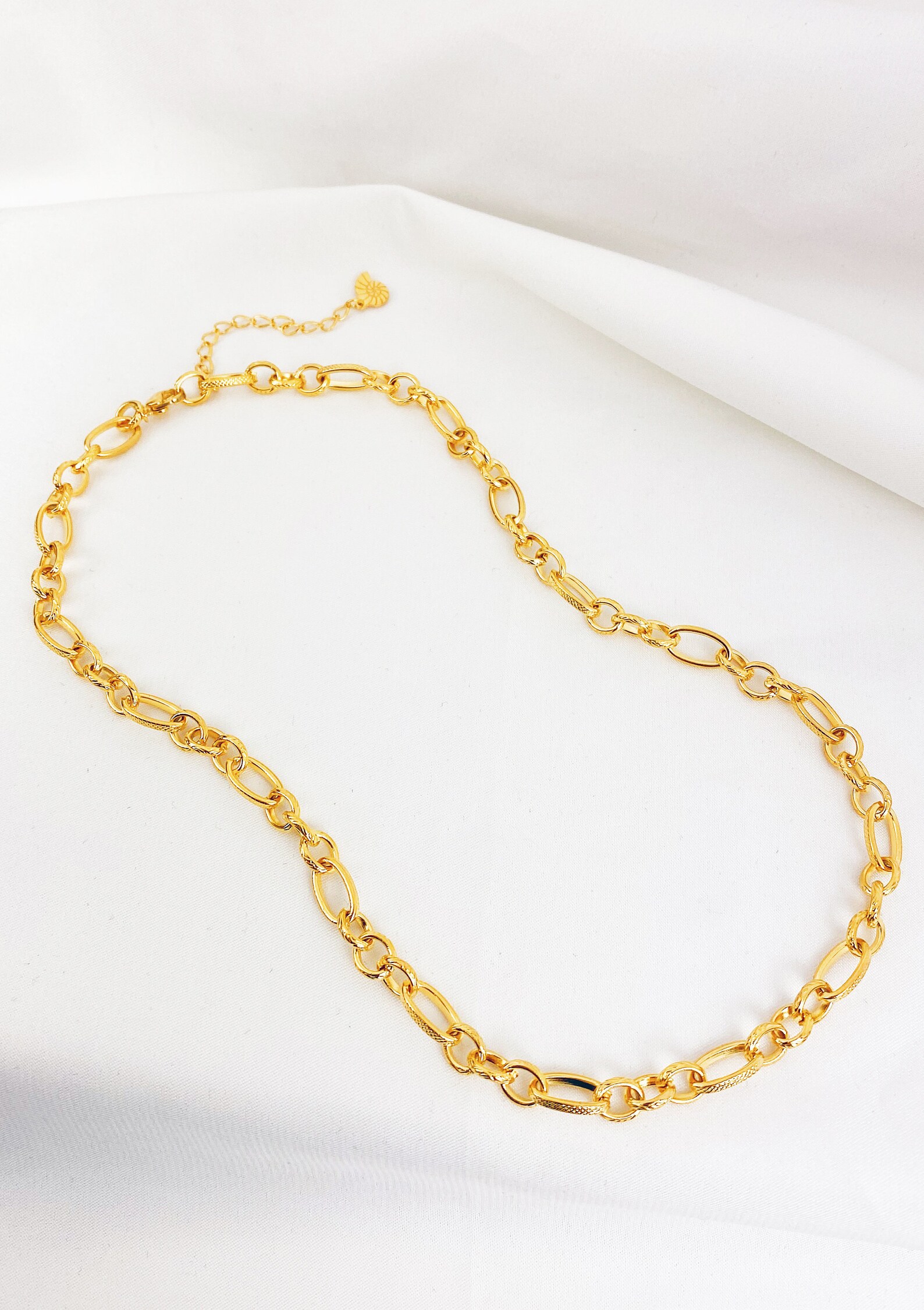 Figaro Chain Necklace Gold Plated Chunky Oval Figaro Chain - Etsy