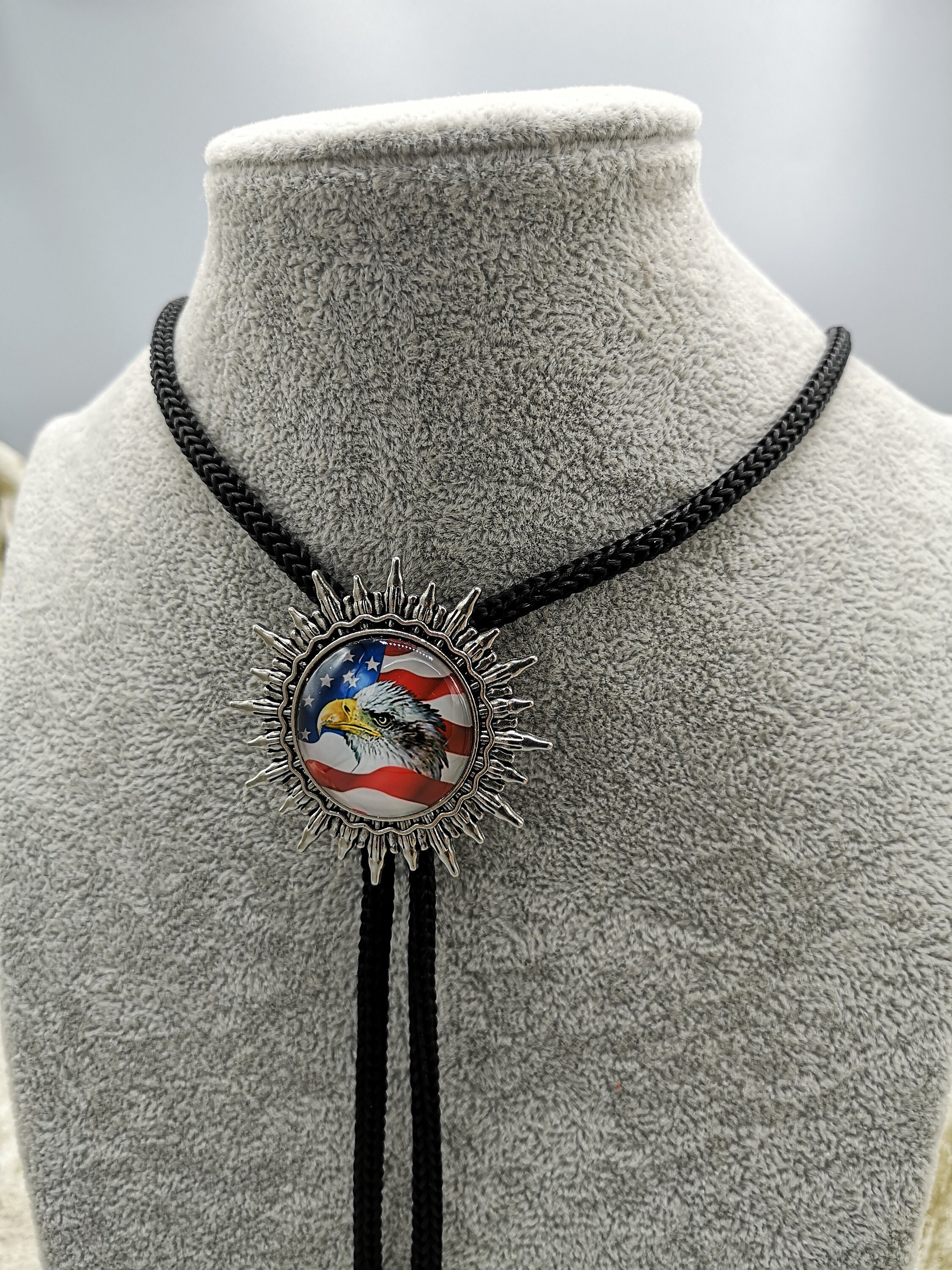 BoloTie Western ties made of metal D = 45 mm American Eagle with spikes ...