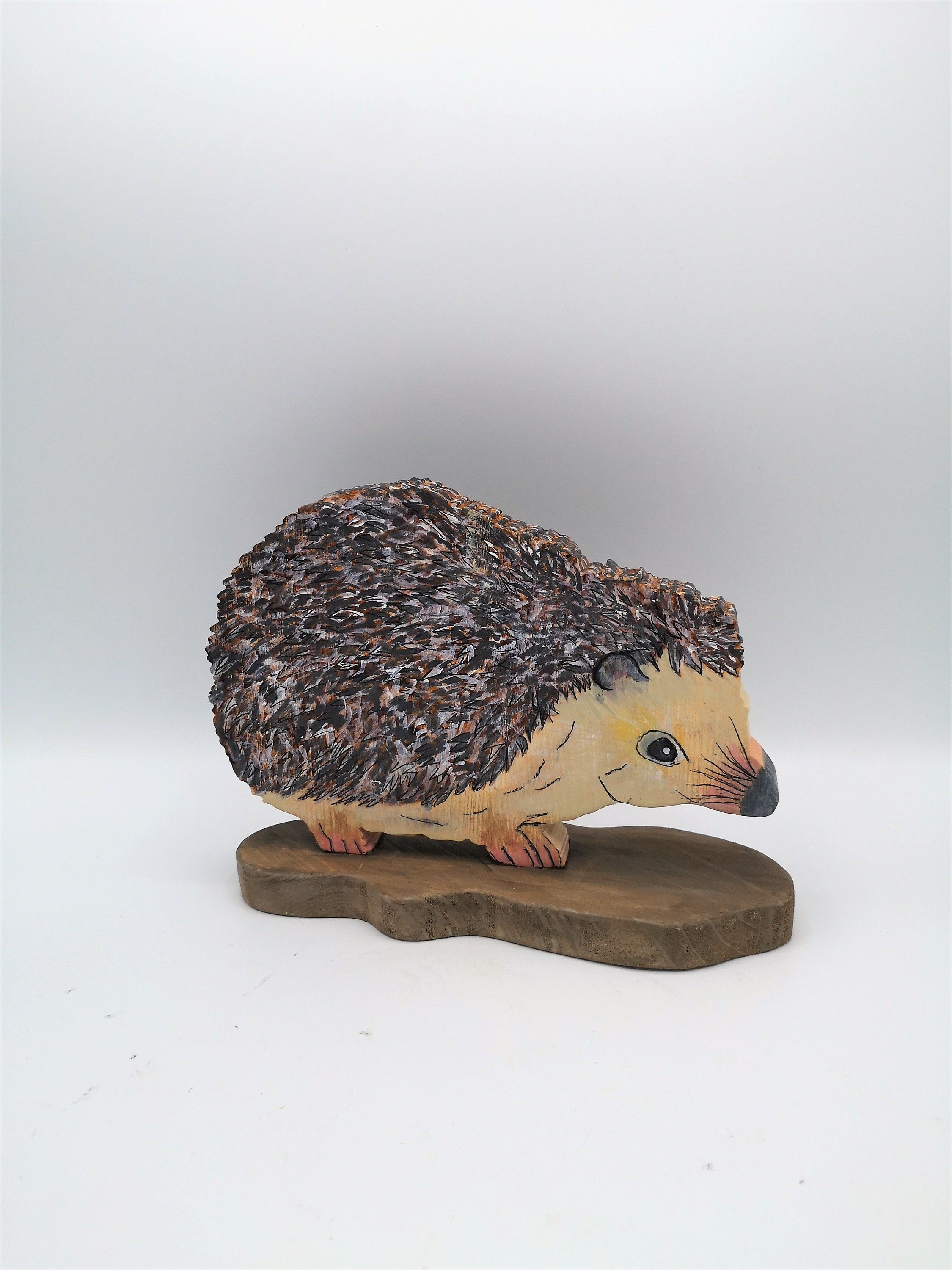Autumn decoration hedgehog made of solid wood H 15 cm W 20 cm self-cut ...