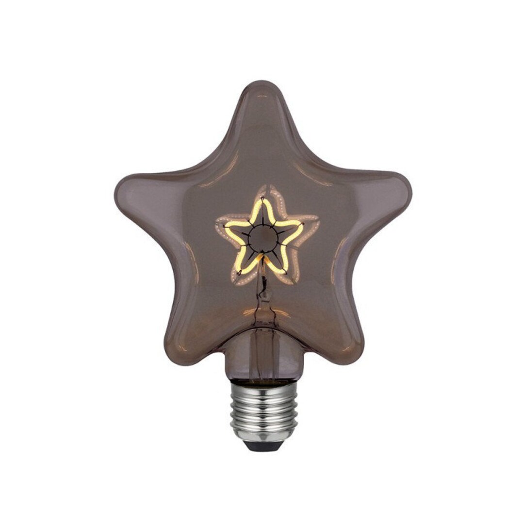 LED Star Smoky Grey Light Bulb With Star Filament 3W E27 Dimmable 2000K ...