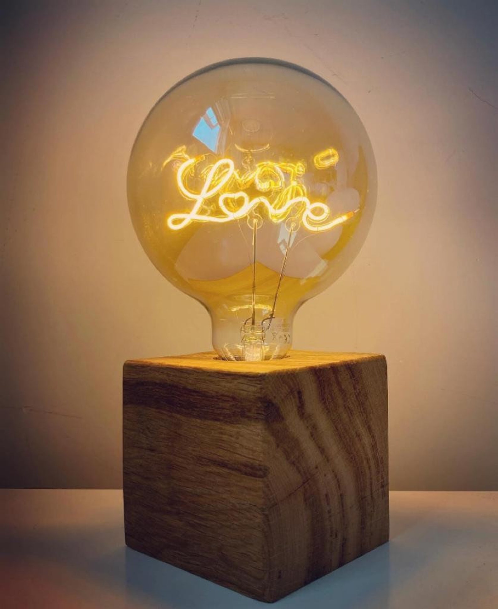 Small Cube Lamp Base and Feature E27 Bulb - Etsy UK