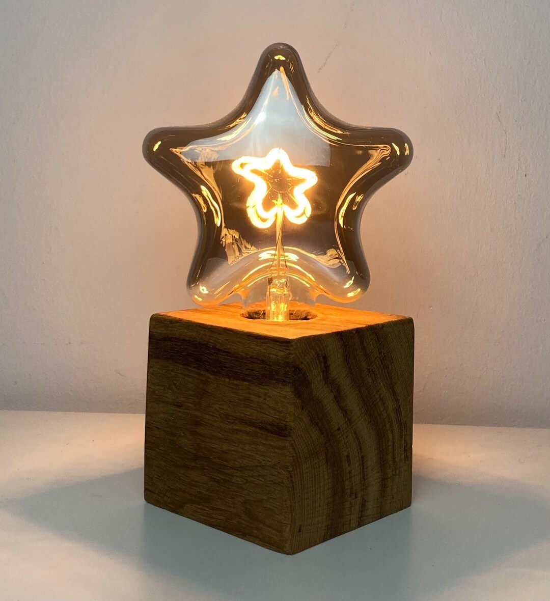 Small Cube Lamp Base and Feature E27 Bulb - Etsy UK