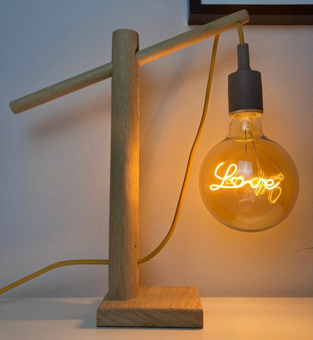 Oak Dowel Lamp and Feature Bulb (E27 Fitting) Christmas Deal - Etsy