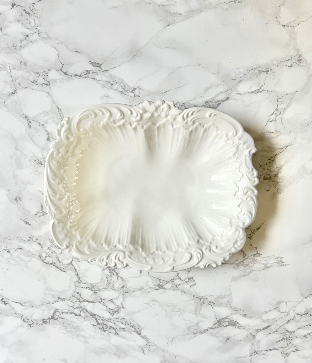 Antique Royal Crown Derby Rococo Dish Embossed Bone China Rectangular ...