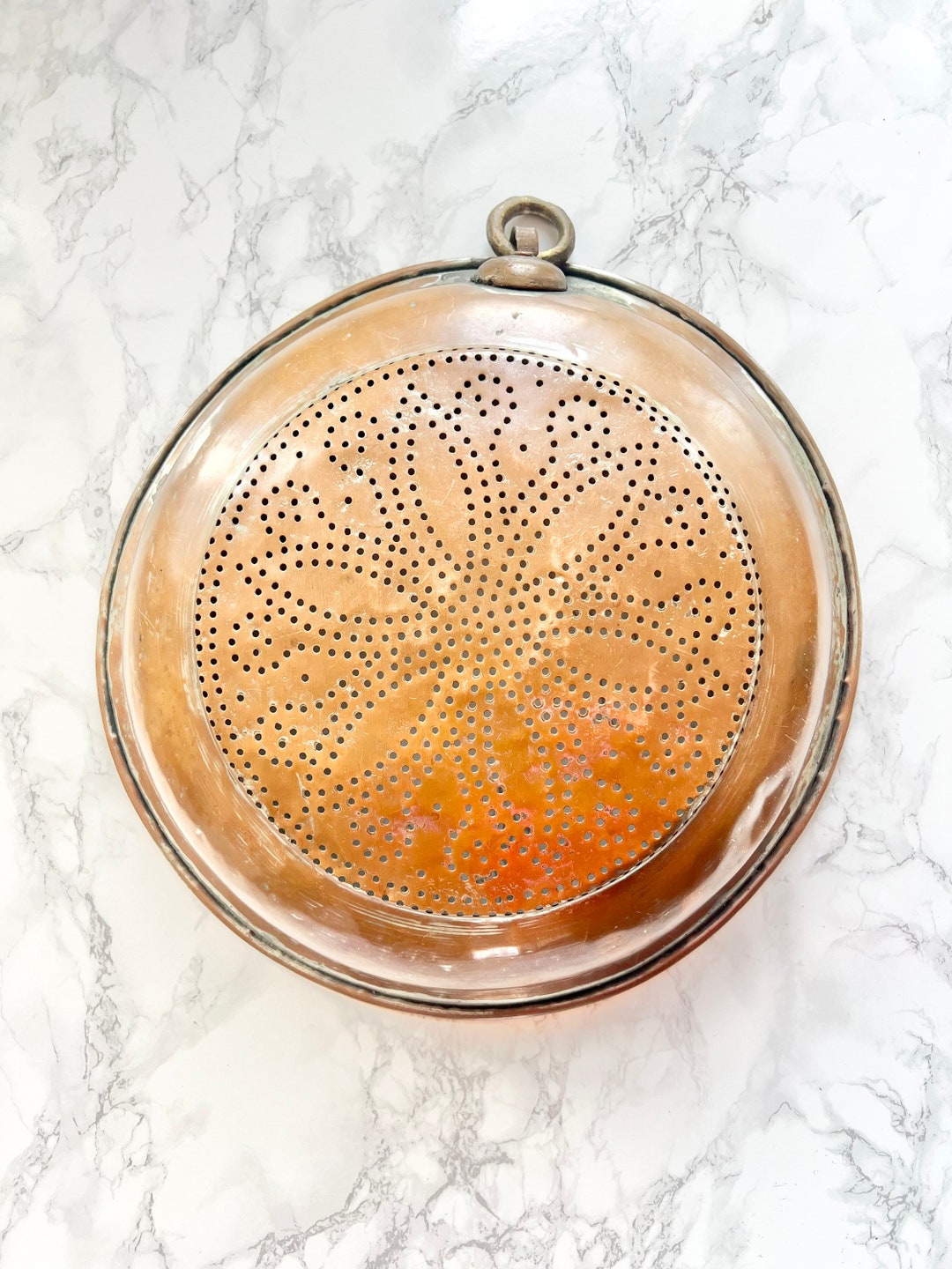 Large Antique 1800 Extra Large Round Copper Skimmer Colander - Etsy