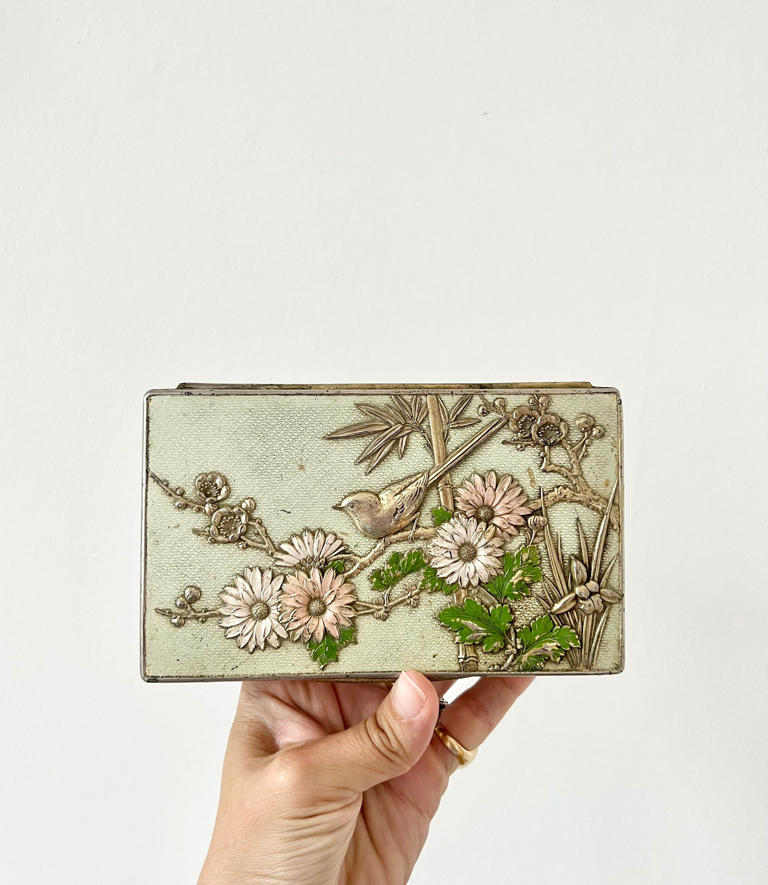 Pretty Old Japanese Box With Enamel Decoration of Birds and - Etsy UK