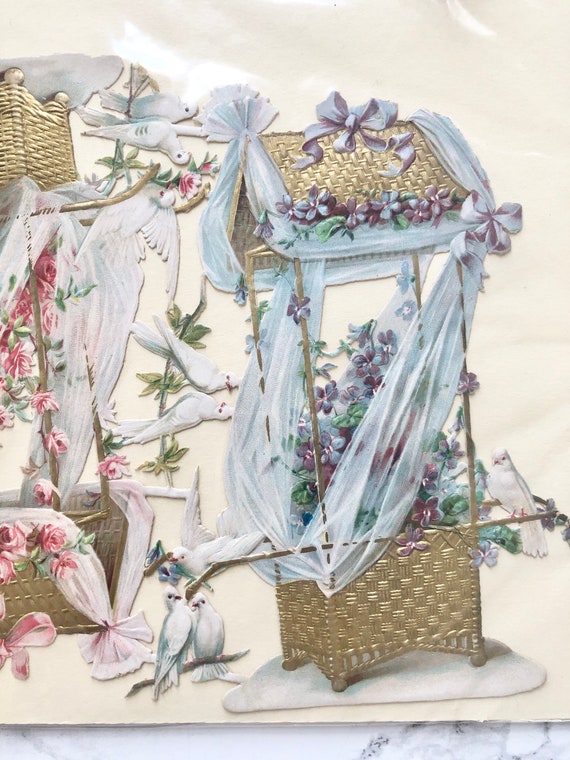 Scrapbooking Antique decoupage dating from the Victorian era depicting ...