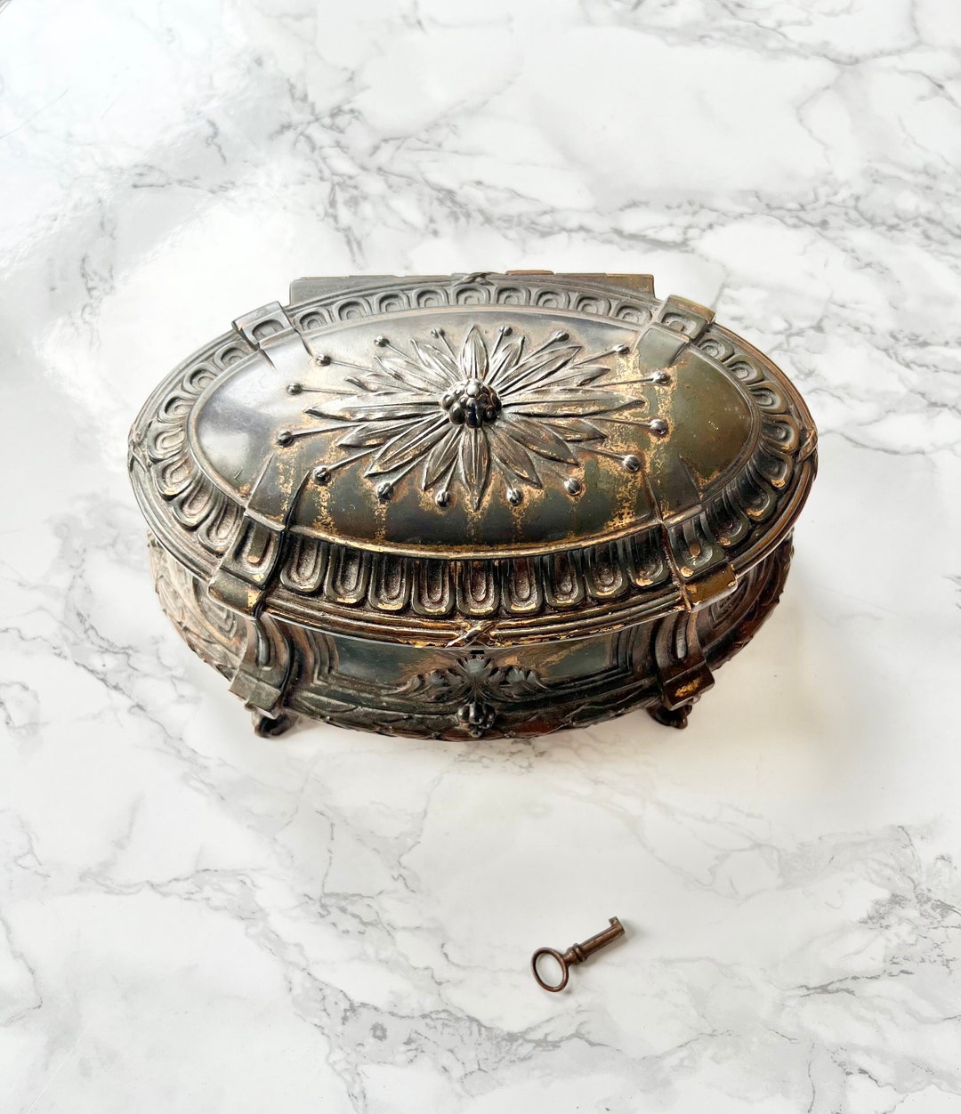 Antique French Large French Jewelery Box Romantic Victorian Metal Chest ...