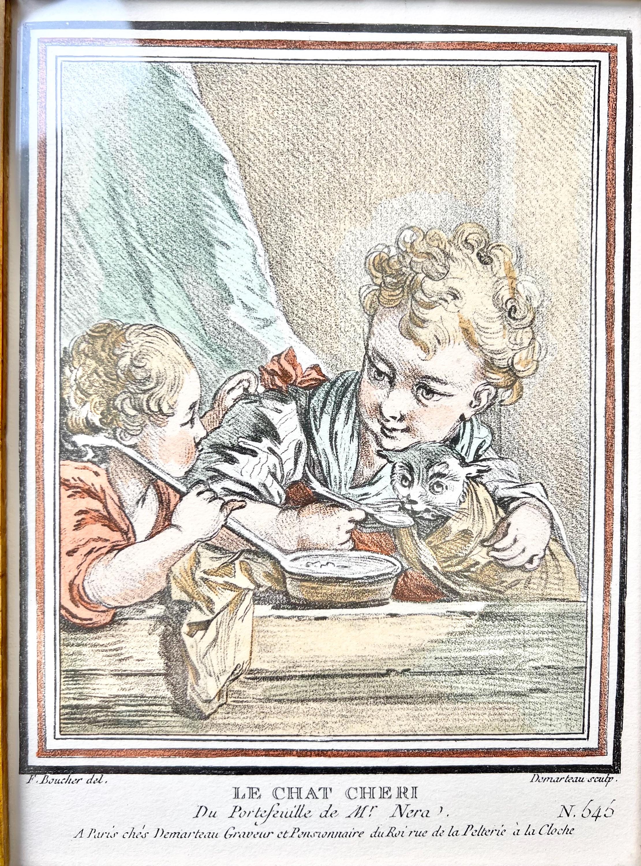 Antique French Etching "le Chat Chéri" After François Boucher Demarteau ...
