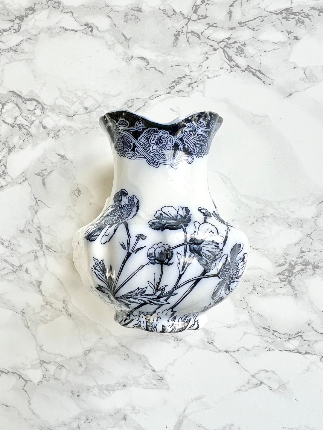 Antique Vase Blue Transfer Ware Doulton Victorian Buttercup Pattern ...