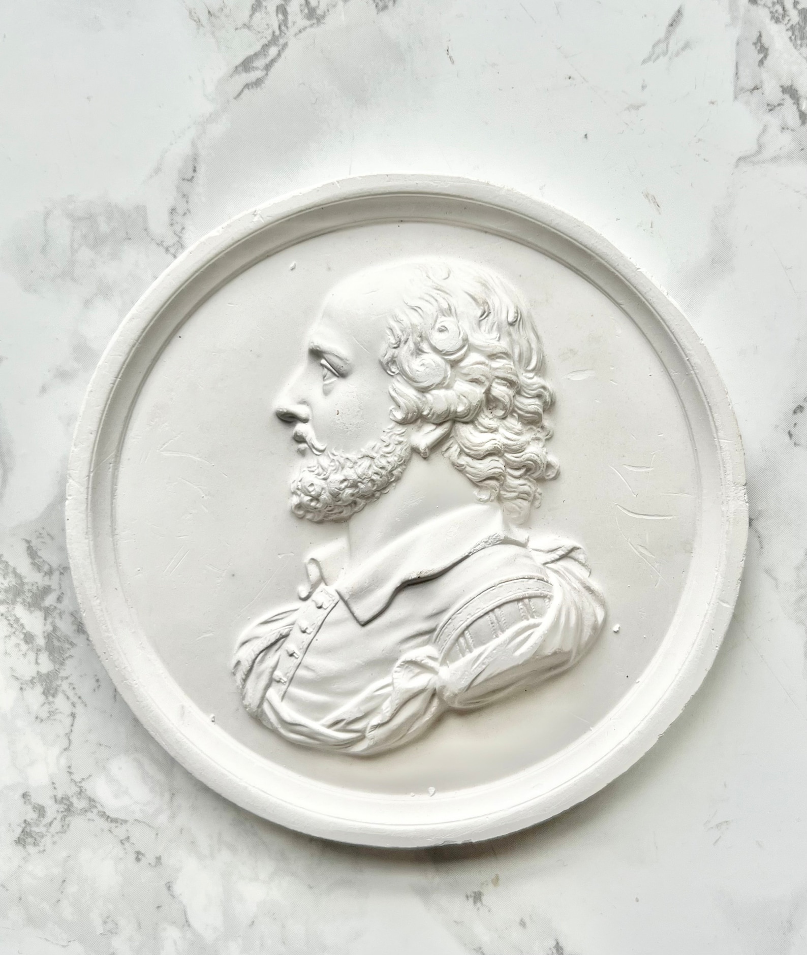 Antique Style Cast Plaster Medallion Portrait Shakespeare Profile ...