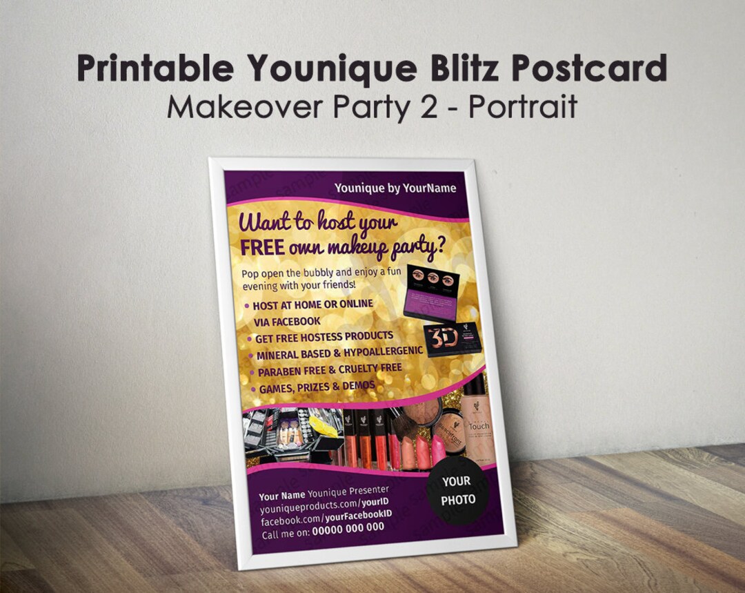 Printable Younique Blitz Card - Makeover Party - Portrait - Etsy