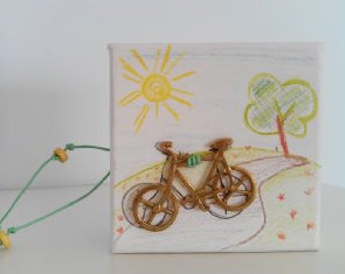 Bomboniere, Handmade Baptism Favors, Handmade, Each Favor is Handpainted, Raw Bronze Bike on Lid ...