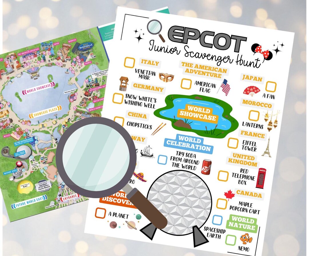 Kids Epcot Scavenger Hunt Printable, Print at Home Disney Games, Kids ...