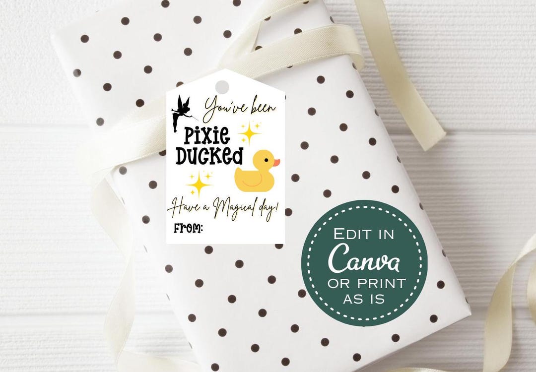 Pixie Ducked Printable Gift Tag, Gift Tag for Cruise, Print at Home ...