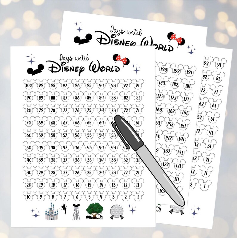 Days Until Disney World Printable, Countdown to Disney World Coloring ...