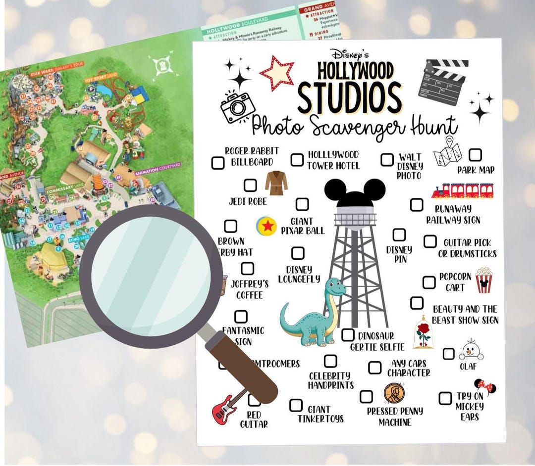 Hollywood Studios Printable Scavenger Hunt, Disney Printable Games ...