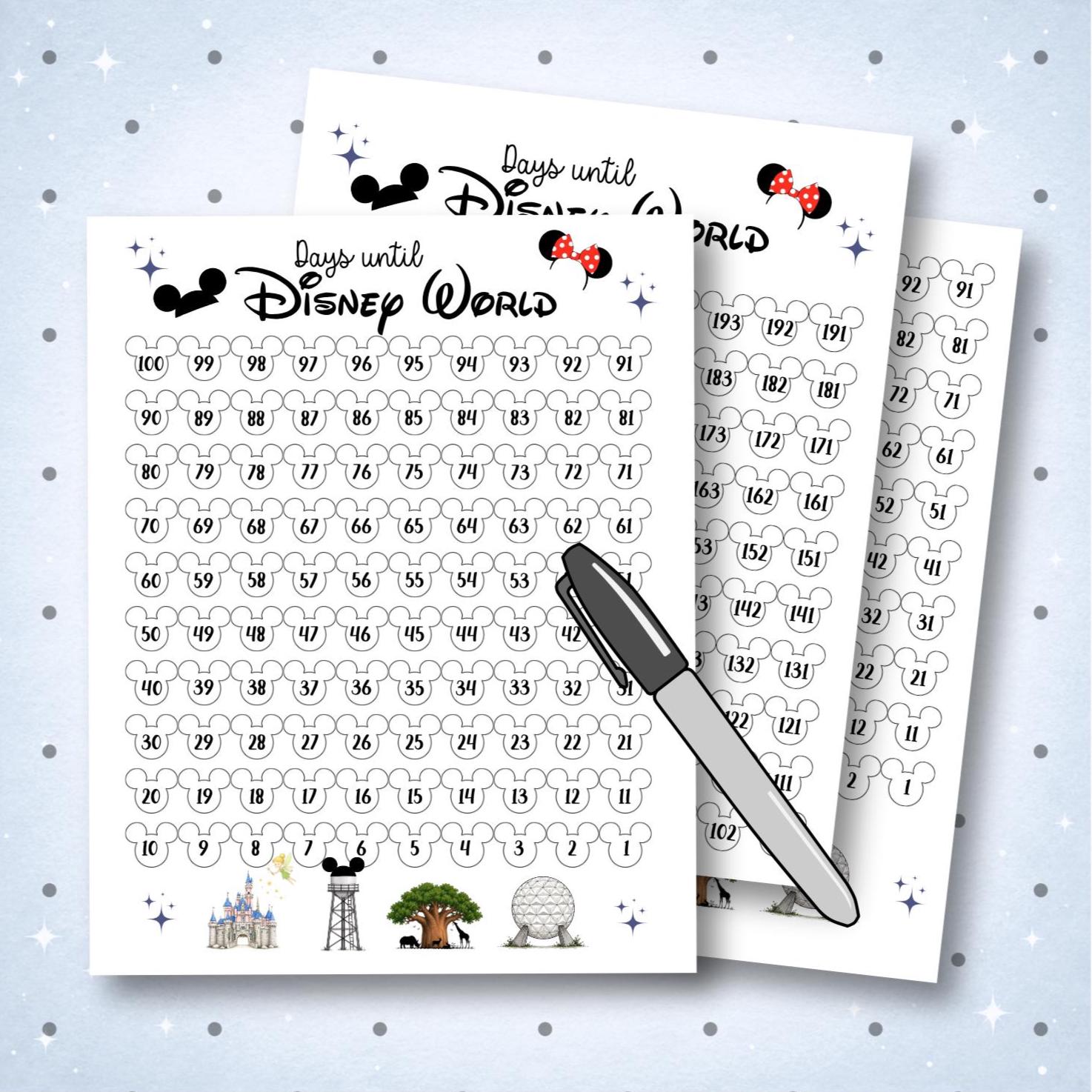 Days Until Disney World Printable, Countdown to Disney World Coloring ...