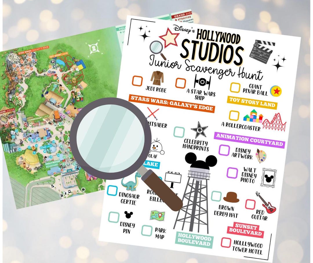 Kids Hollywood Studios Printable Scavenger Hunt, Disney Printable Games ...