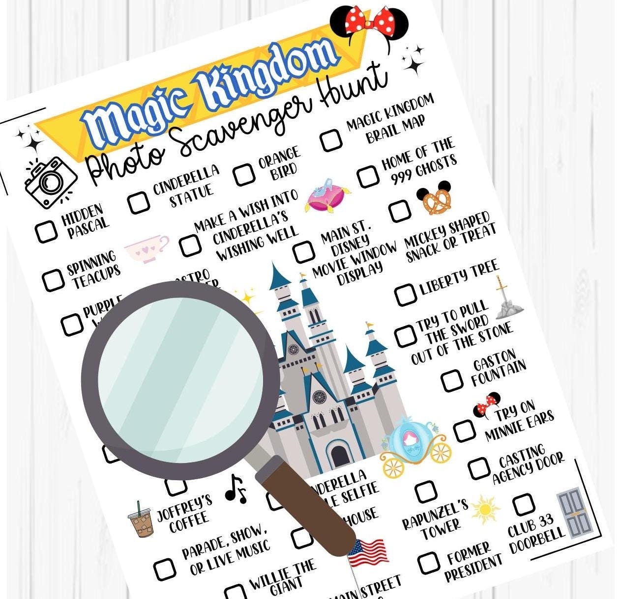 Magic Kingdom Scavenger Hunt Printable, Print at Home Disney Games - Etsy