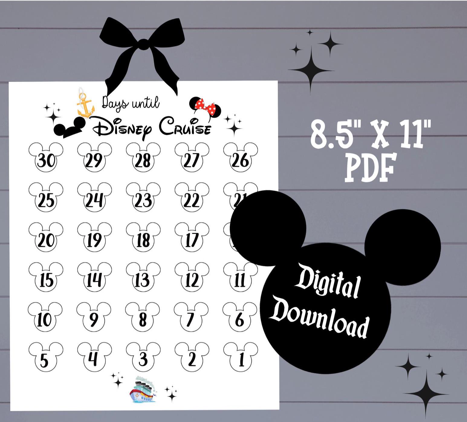 Countdown to Disney Cruise Printable, Days Until Disney Cruise Coloring ...