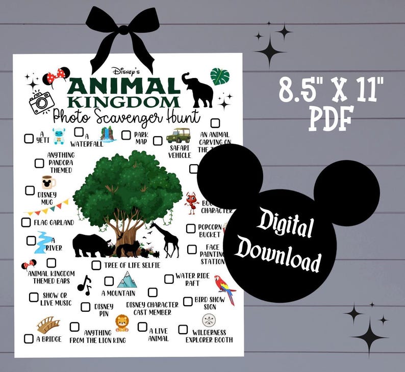 Animal Kingdom Scavenger Hunt Printable, Print at Home Disney Games ...