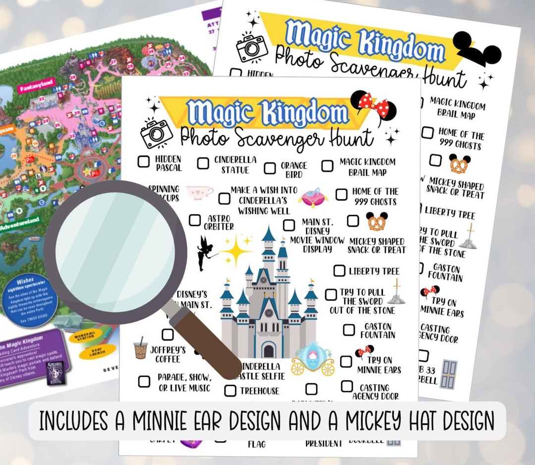 Magic Kingdom Scavenger Hunt Printable, Print at Home Disney Games ...