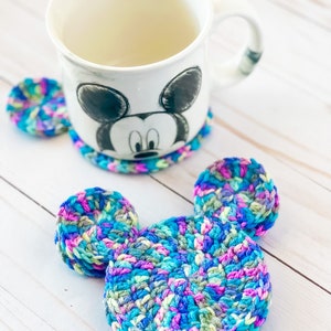Crochet Mickey Drink Coaster Pattern, Easy Crochet Pattern, Crochet Mug ...