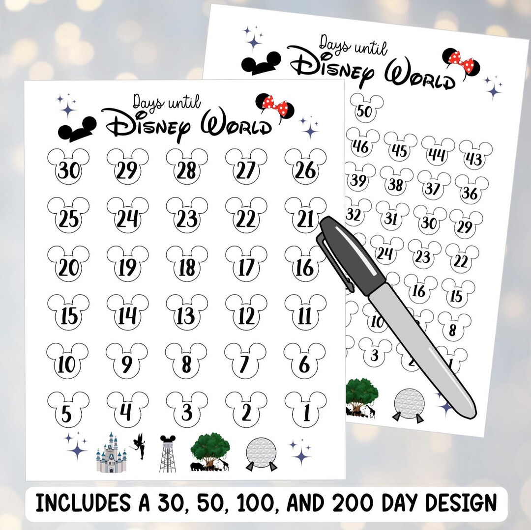 Days Until Disney World Printable, Countdown to Disney World Coloring ...