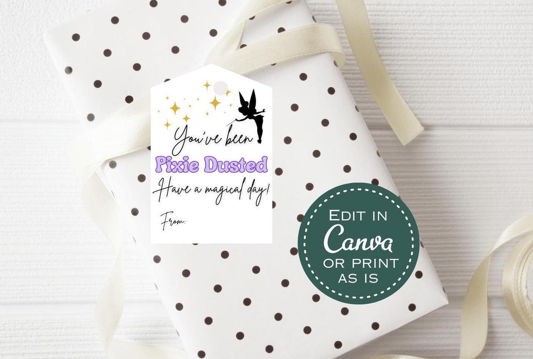 Pixie Dusted Purple Tinkerbell Printable Gift Tag, Gift Tag for Cruise ...
