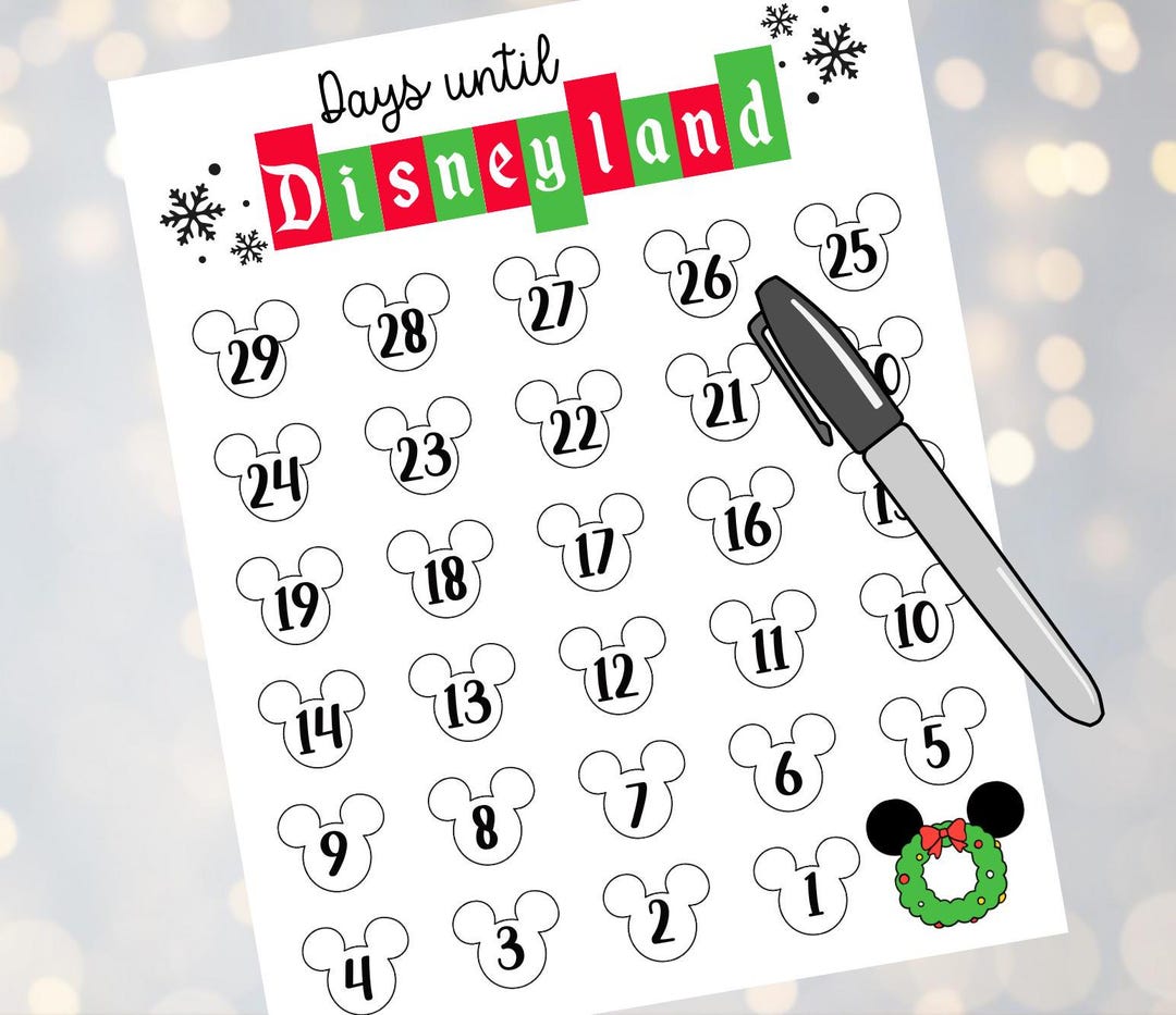 Countdown to Disneyland Christmas Printable, Days Until Disney Coloring ...