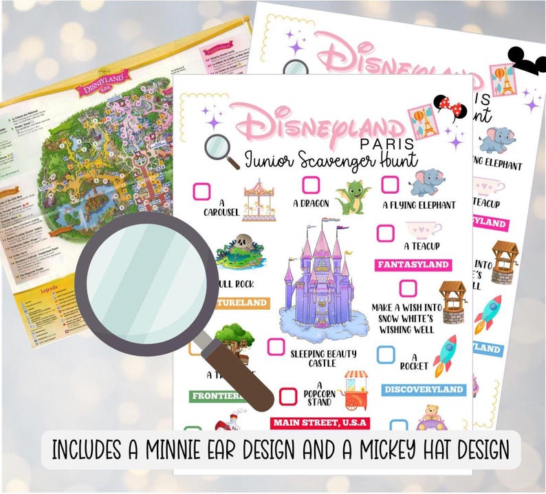 Disneyland Paris Junior Scavenger Hunt Disney Castle Checklist Park ...