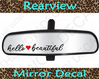 Hello Beautiful Decal Rearview Mirror - Etsy