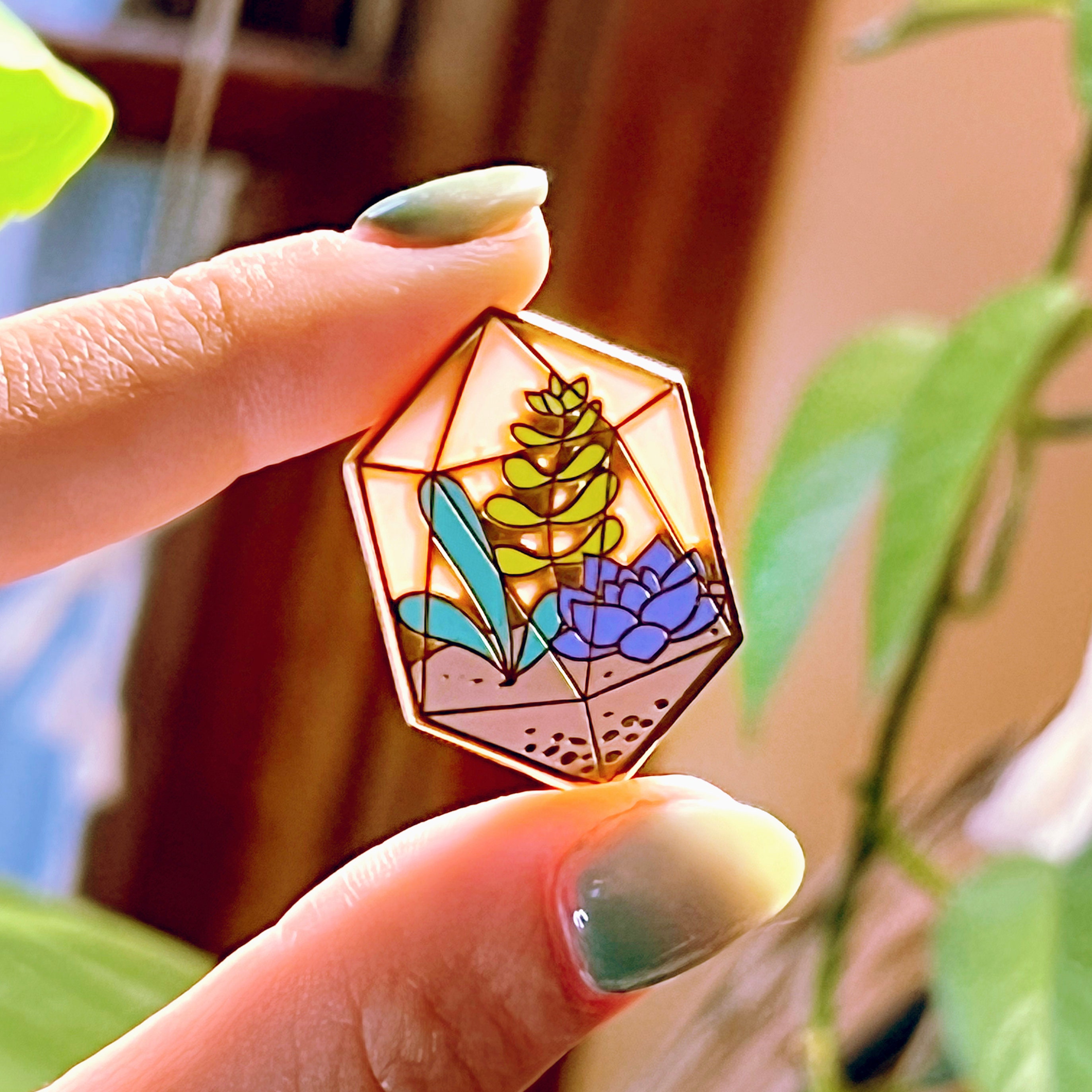 Diamond Terrarium // Hard Enamel Lapel Pin With Glitter and | Etsy