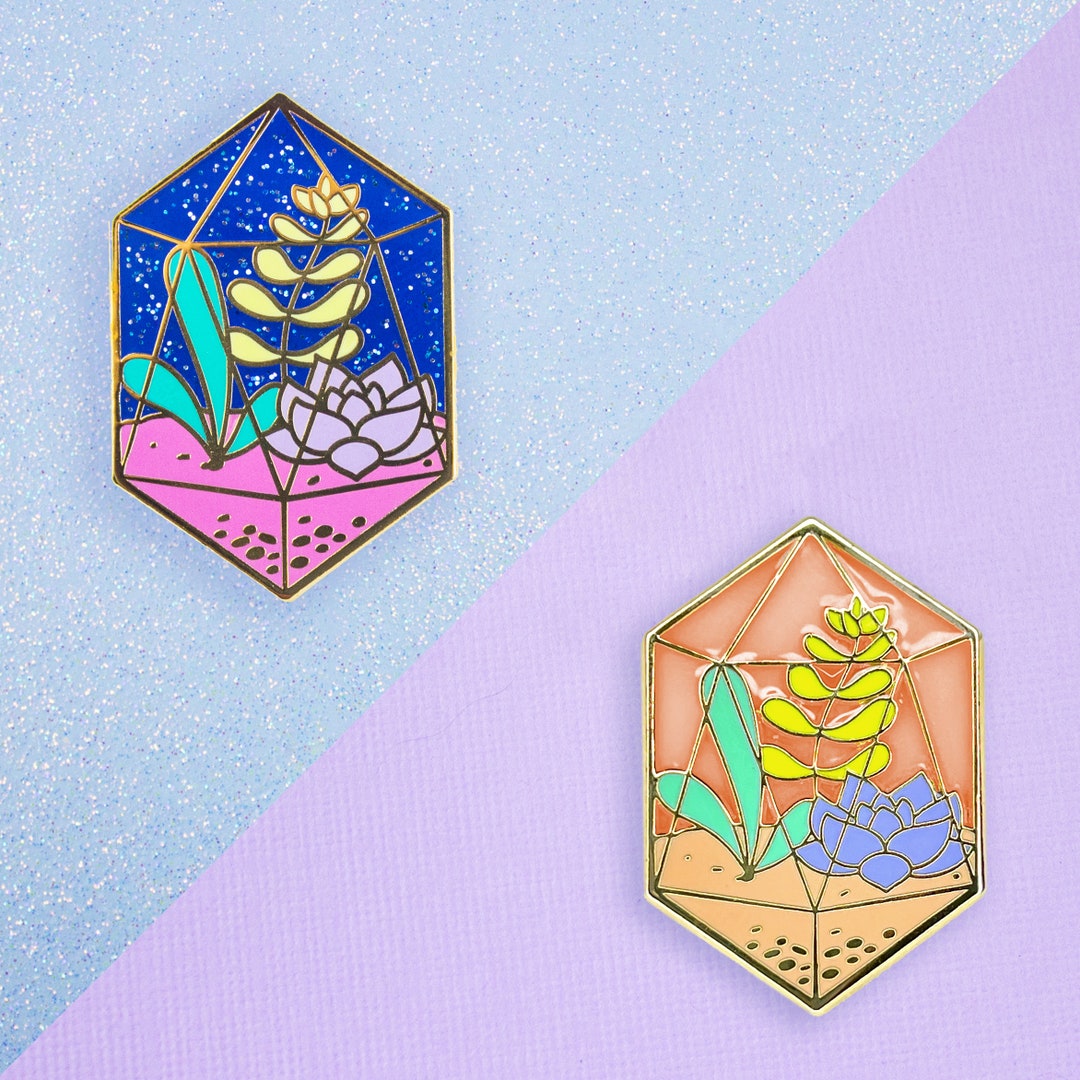 Diamond Terrarium // Hard Enamel Lapel Pin With Glitter and Stained ...