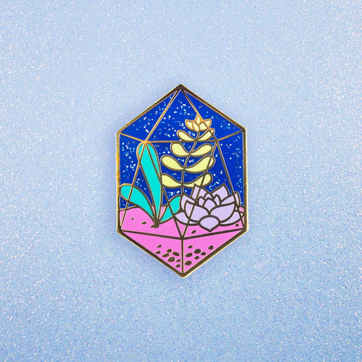 Diamond Terrarium // Hard Enamel Lapel Pin With Glitter and | Etsy