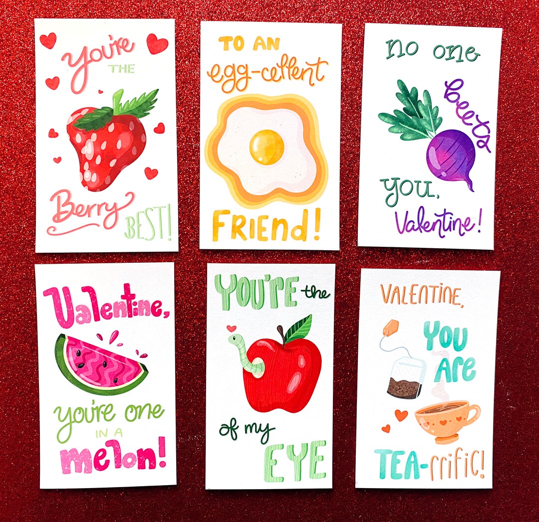 Printable Kid's Funny Food Classroom Valentines DIY Valentine's ...