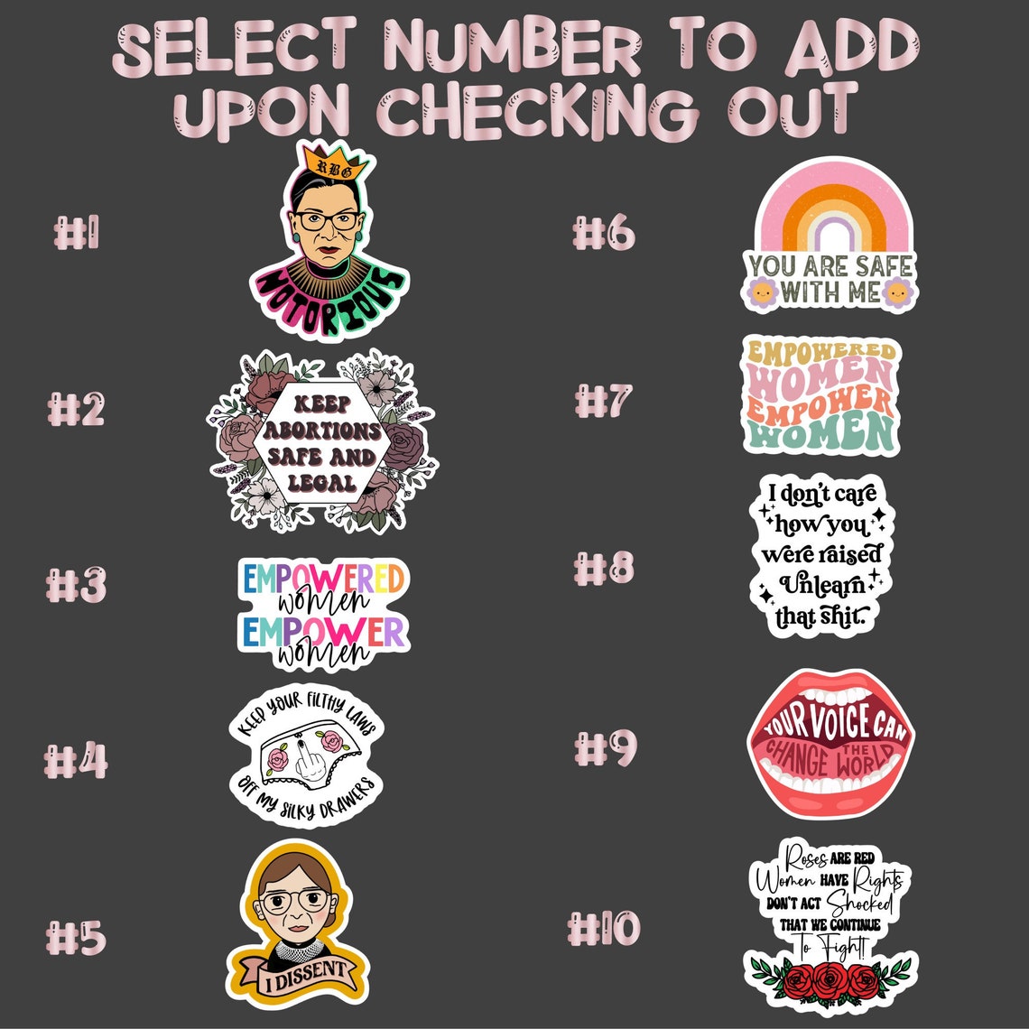 Pro Choice Sticker Bundle Women's Rights Stickers - Etsy