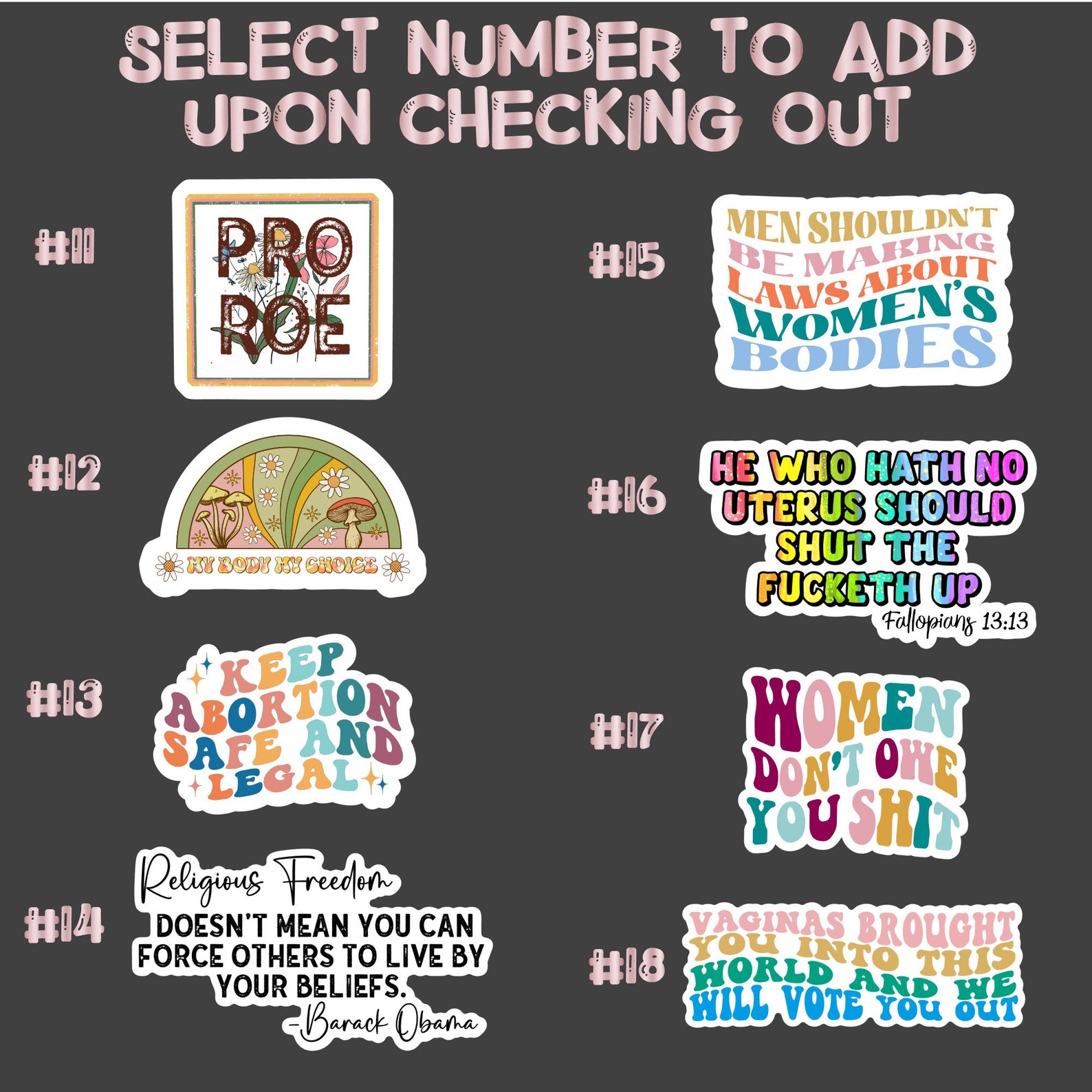 Pro Choice Sticker Bundle Women's Rights Stickers - Etsy