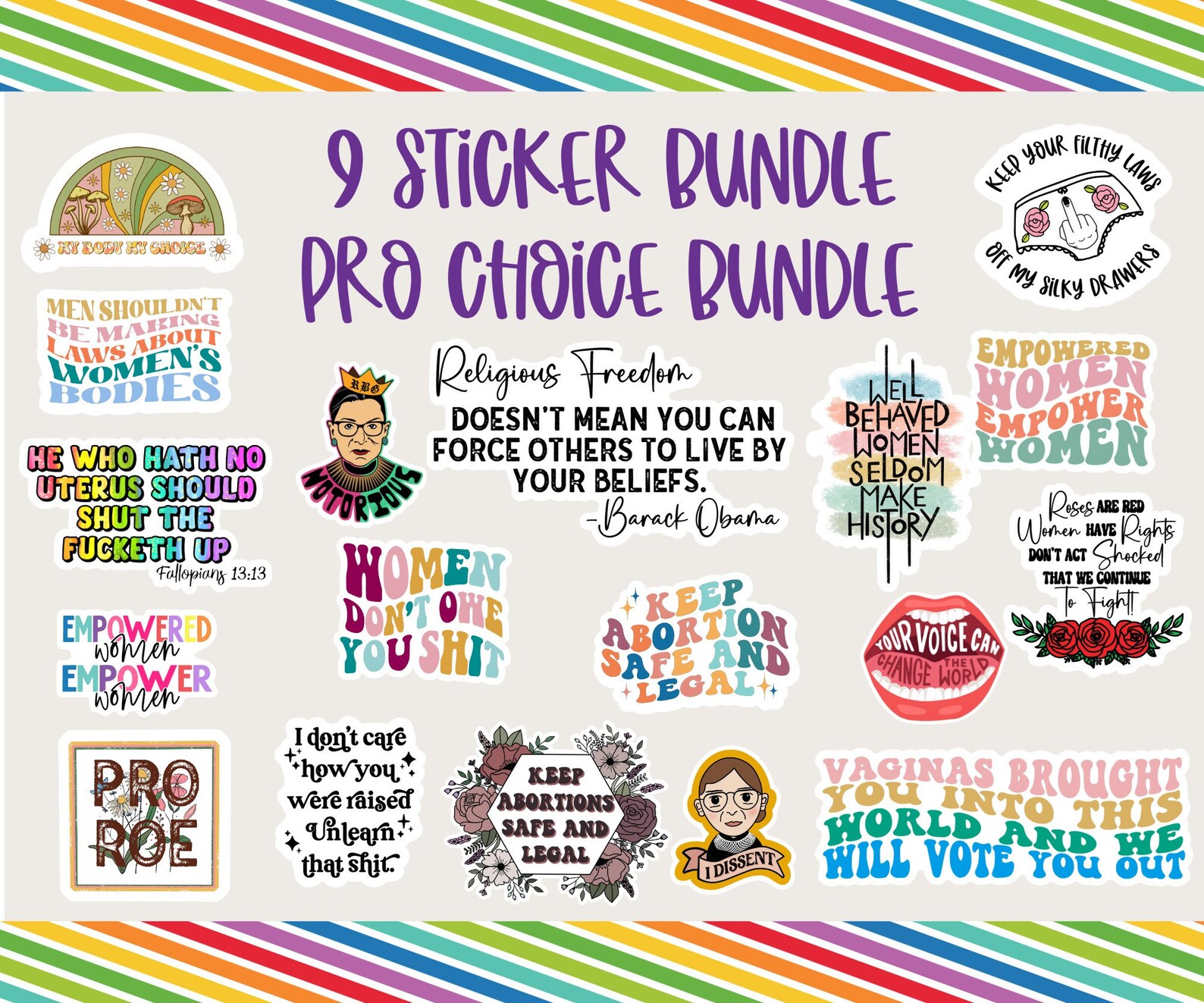 Pro Choice Sticker Bundle Women's Rights Stickers - Etsy