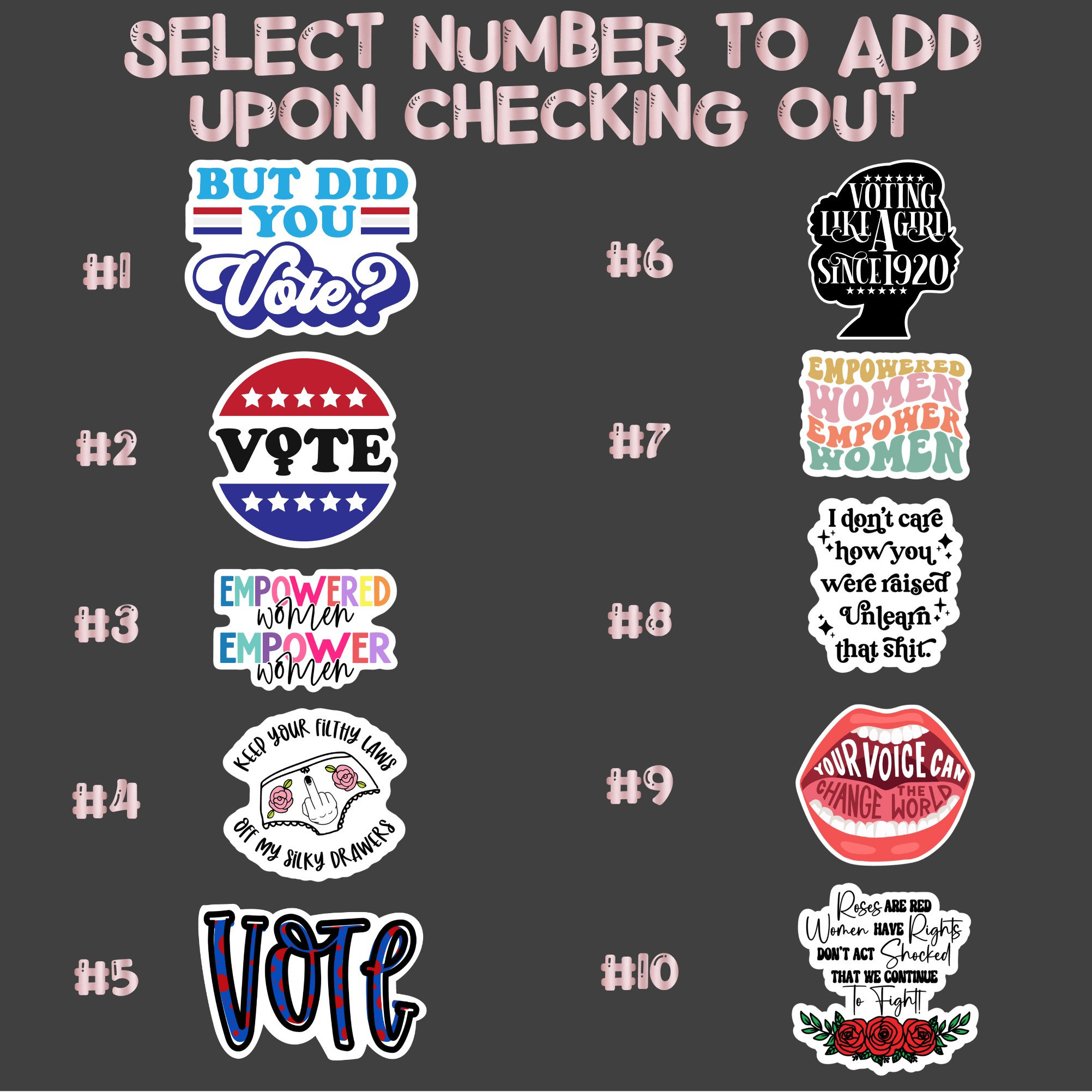 Vote for Your Rights Sticker Bundle Women's Rights - Etsy
