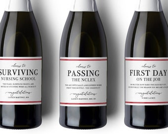 Pairs Well With Passing the NCLEX Becoming A Nurse Wine Label 3.75x4.75 ...