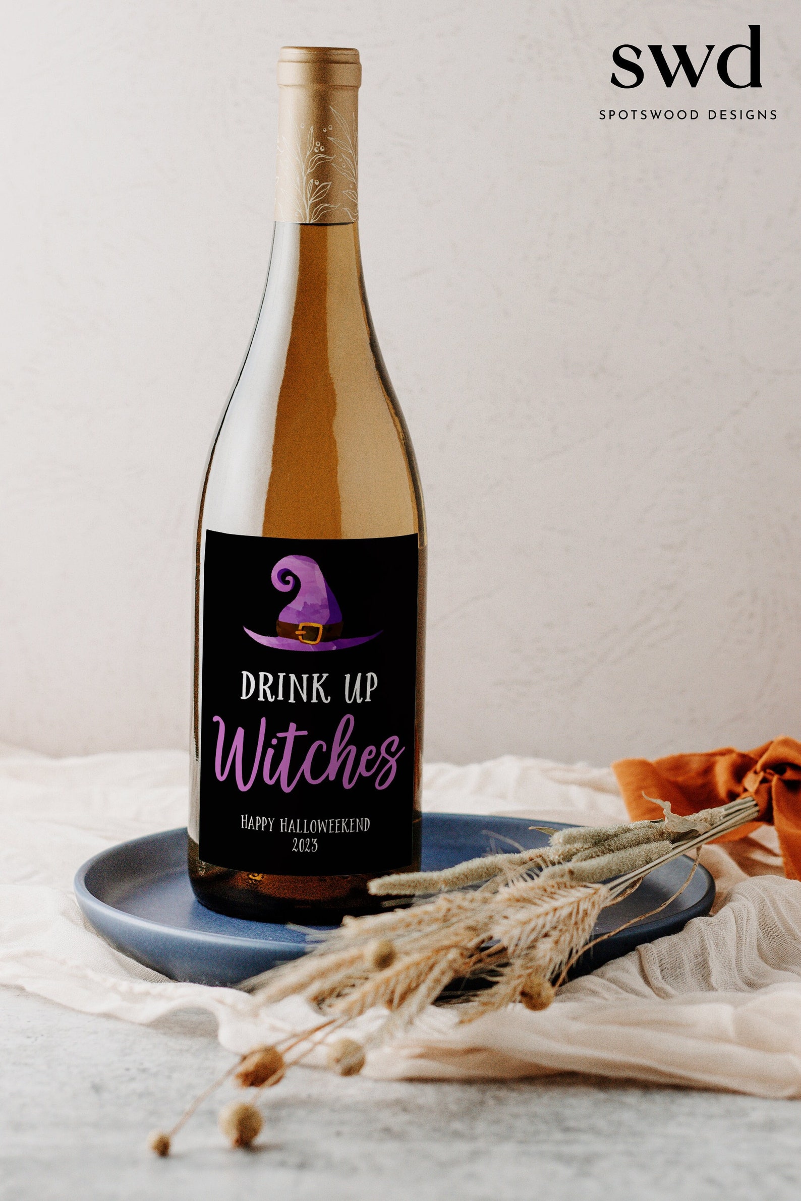 Drink up Witches Wine Label. Halloween Wine Label. Holiday Wine Label ...